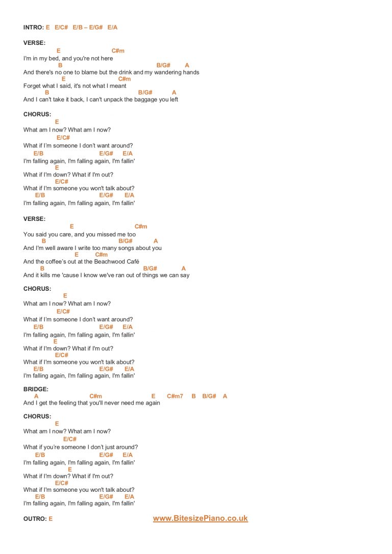 FALLING – HARRY STYLES PIANO CHORDS & Lyrics – Bitesize Piano