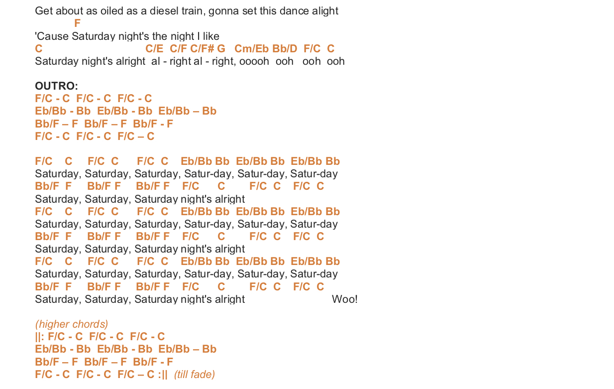 SATURDAY NIGHT’S ALRIGHT FOR FIGHTING – ELTON JOHN PIANO CHORDS ...