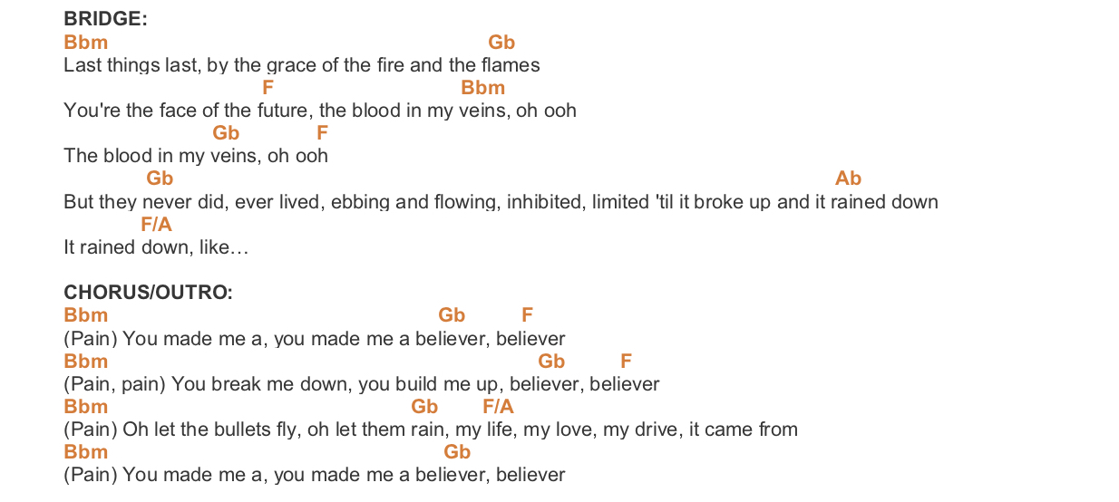 Believer Imagine Dragons Chords