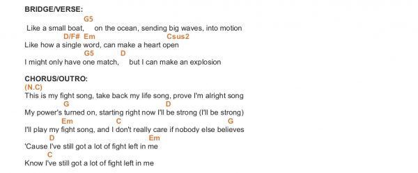 FIGHT SONG – RACHEL PLATTEN PIANO CHORDS & Lyrics – Bitesize Piano