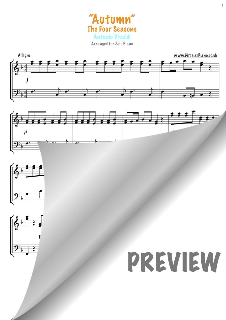 Autumn (The Four Seasons) – Antonio Vivaldi – Bitesize Piano