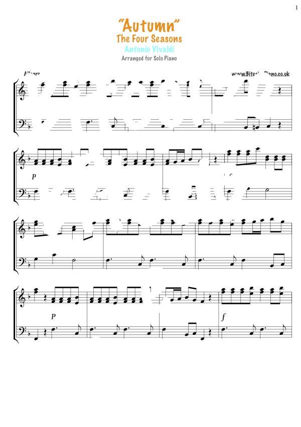Autumn (The Four Seasons) – Antonio Vivaldi – Bitesize Piano