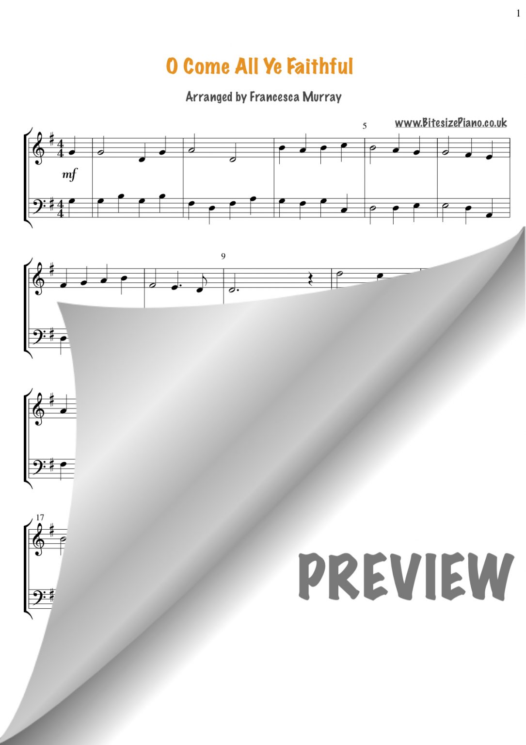 O Come All Ye Faithful Sheet Music – Bitesize Piano