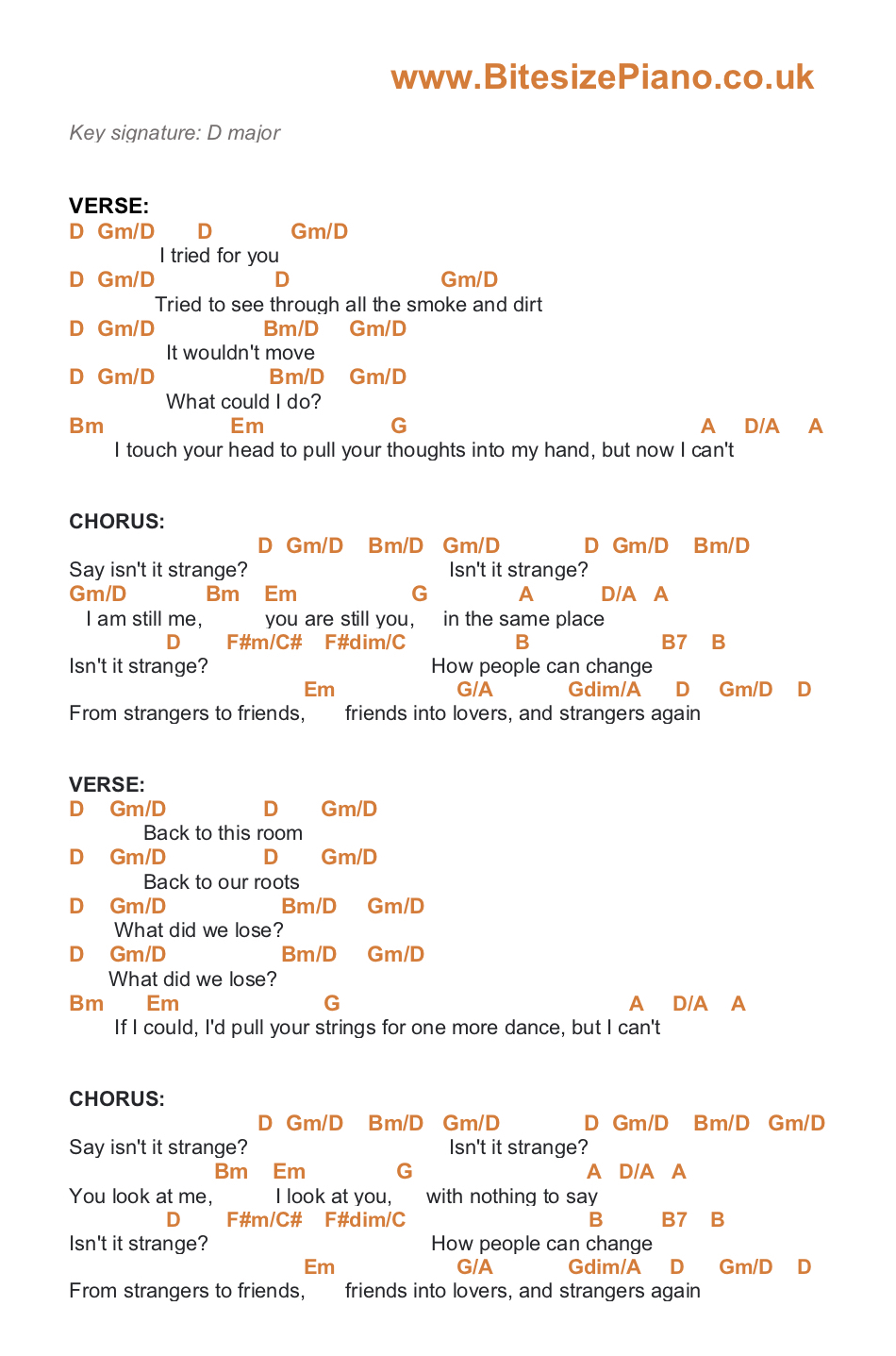 Strange Education Chords