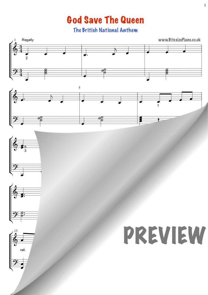 God Save The Queen Sheet Music – Bitesize Piano