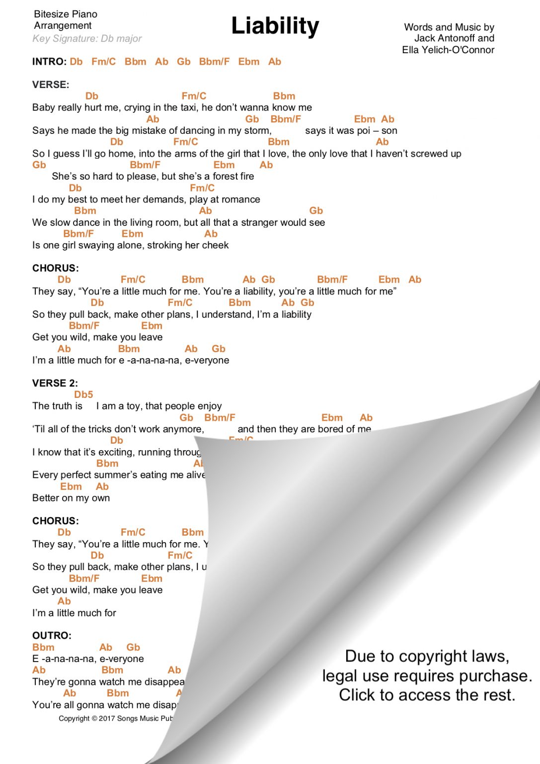 LIABILITY – LORDE PIANO CHORDS & Lyrics – Bitesize Piano