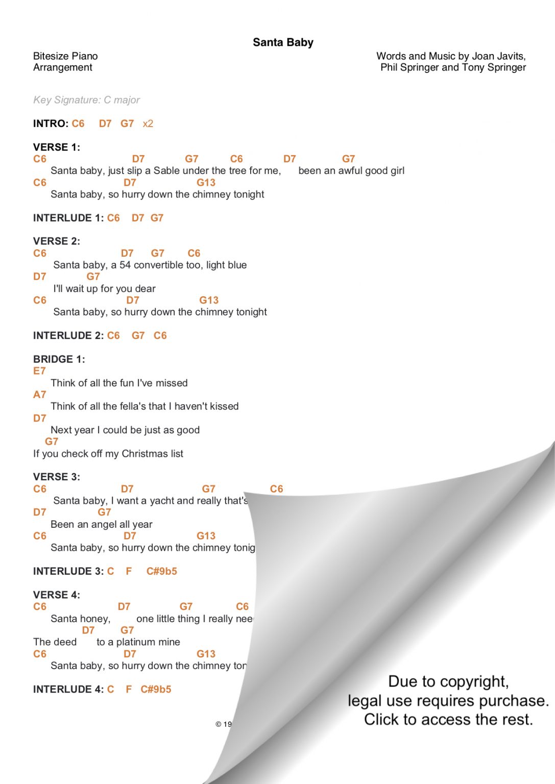 SANTA BABY PIANO CHORDS & Lyrics – Bitesize Piano