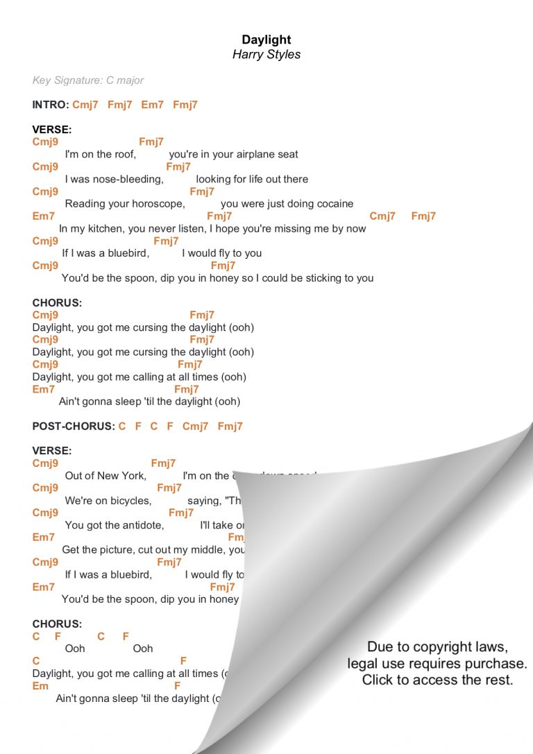 DAYLIGHT – HARRY STYLES PIANO CHORDS & Lyrics – Bitesize Piano