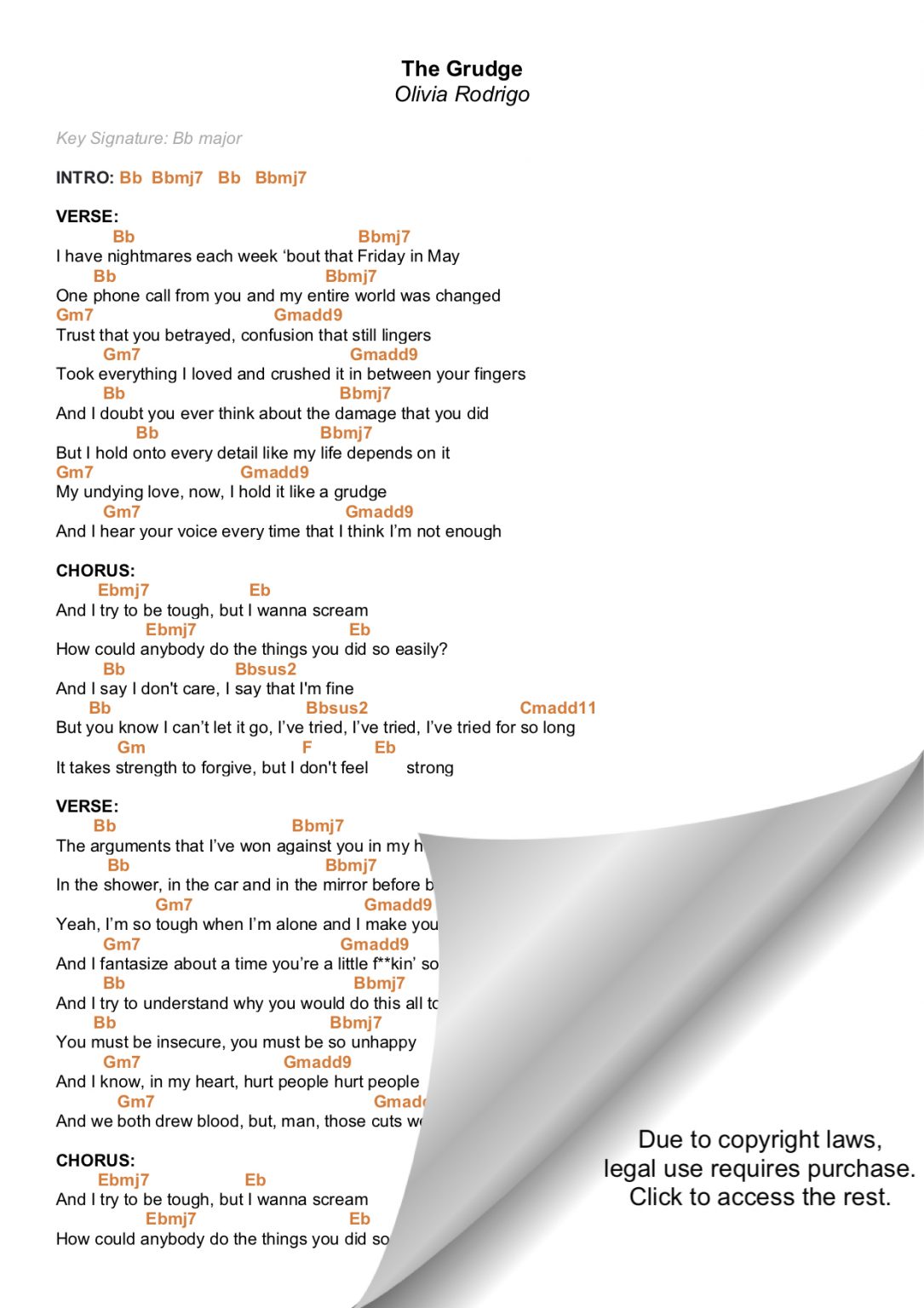 THE GRUDGE – OLIVIA RODRIGO PIANO CHORDS & Lyrics – Bitesize Piano