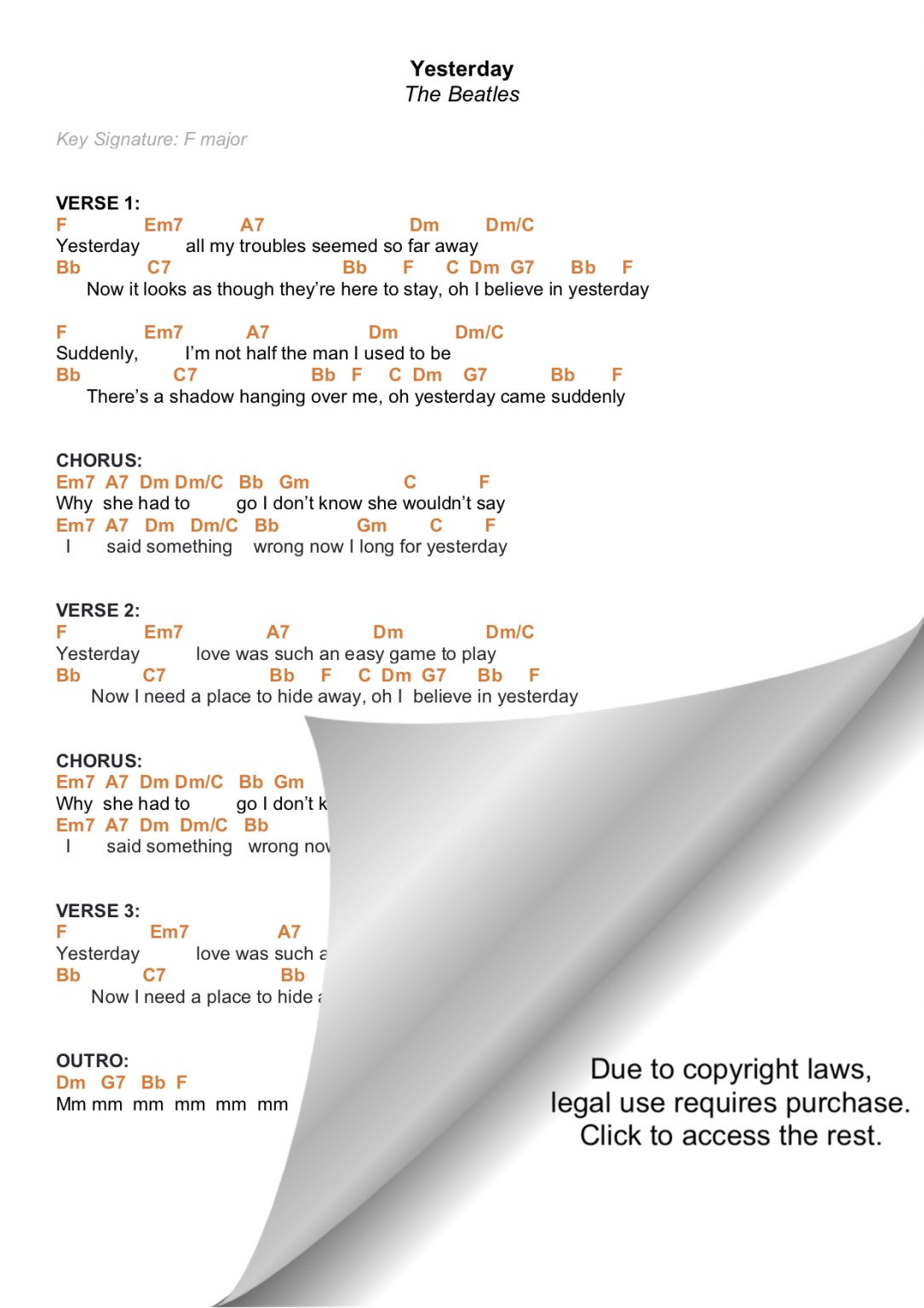 YESTERDAY – THE BEATLES PIANO CHORDS & Lyrics – Bitesize Piano