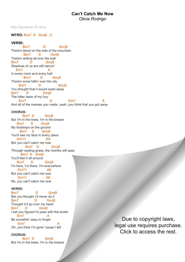 CAN’T CATCH ME NOW – OLIVIA RODRIGO PIANO CHORDS & Lyrics – Bitesize Piano