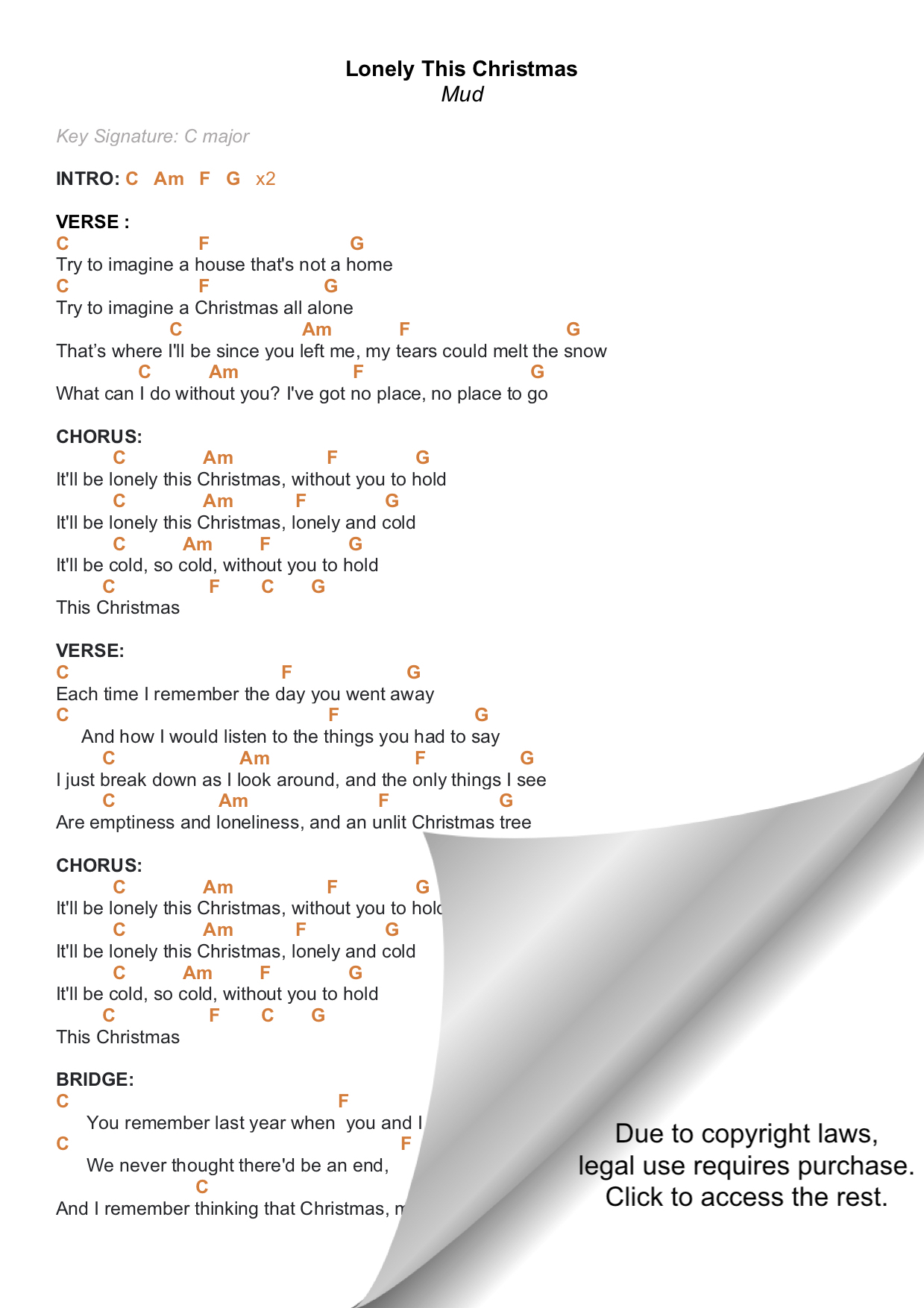 LONELY THIS CHRISTMAS – MUD PIANO CHORDS & Lyrics – Bitesize Piano