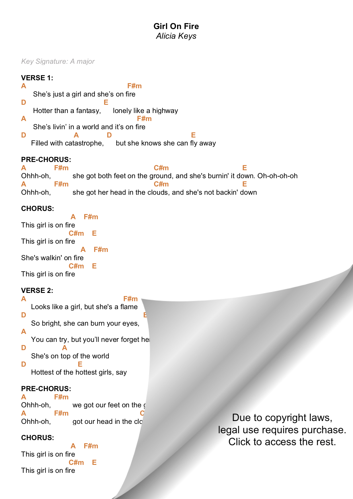 GIRL ON FIRE – ALICIA KEYS PIANO CHORDS & Lyrics – Bitesize Piano