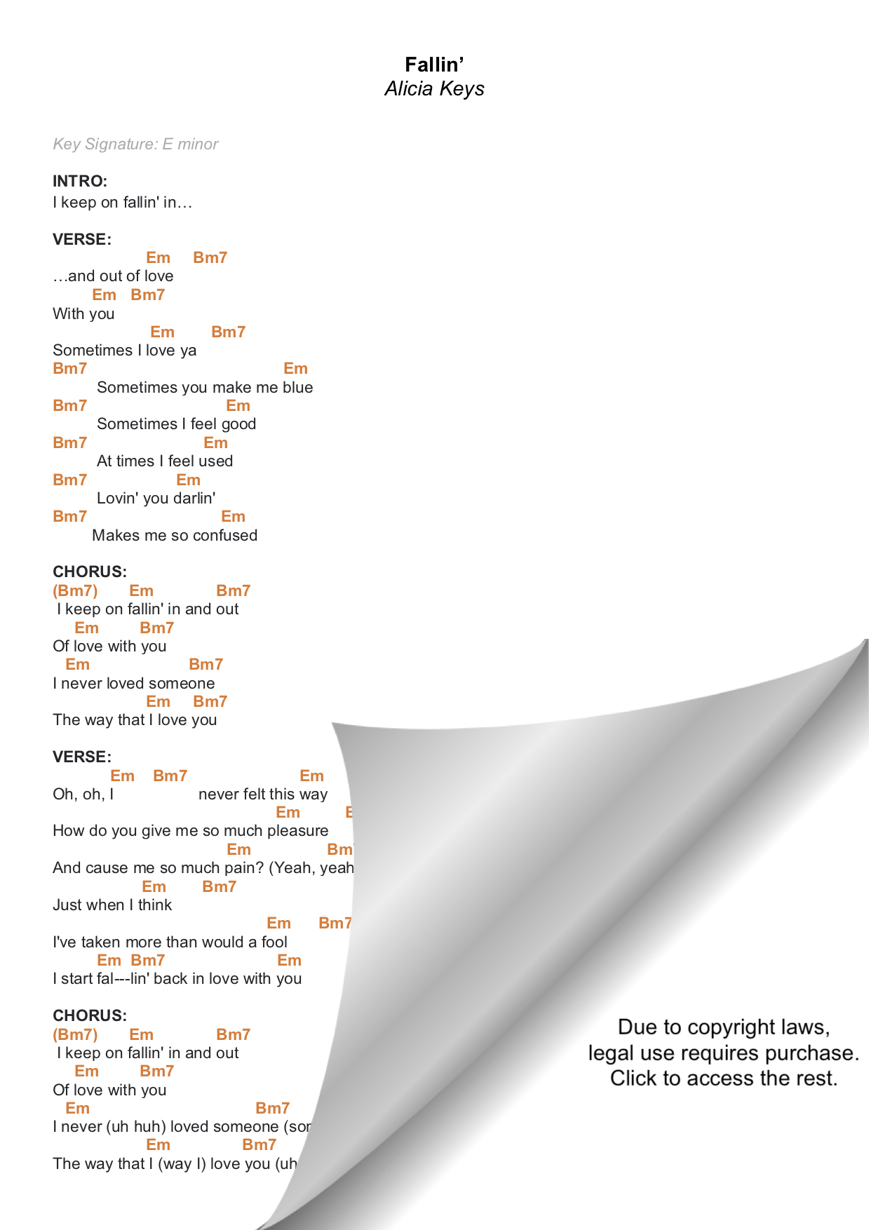 FALLIN’ – ALICIA KEYS PIANO CHORDS & Lyrics – Bitesize Piano
