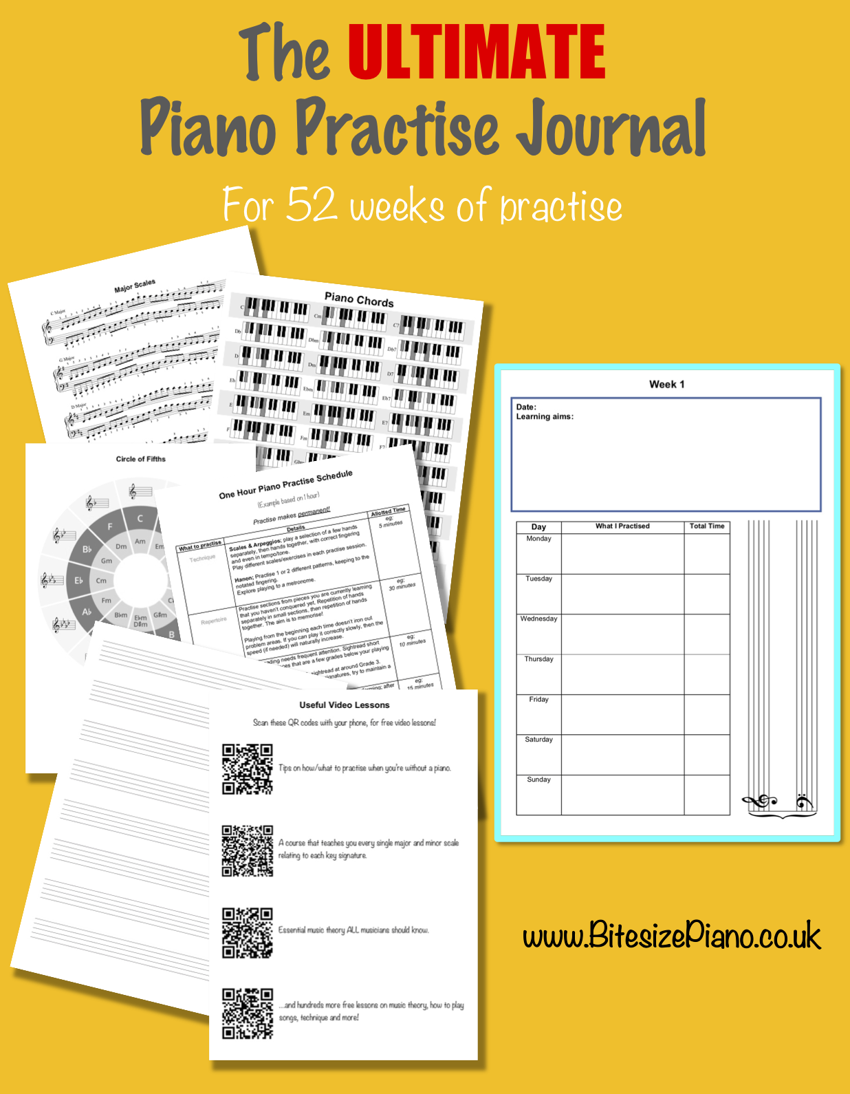 Ultimate Piano Practise Log Book for 52 Weeks | Bitesize Piano ...