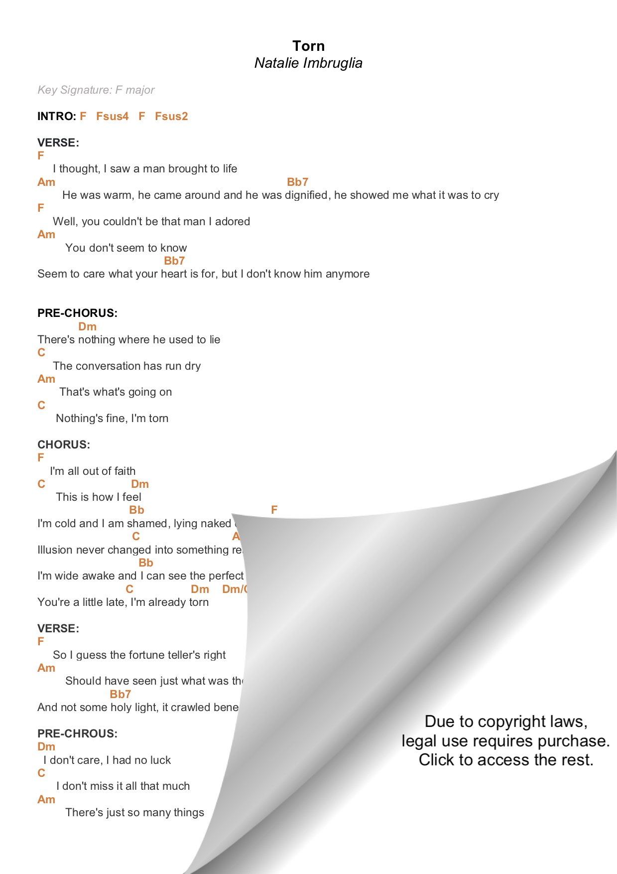 TORN – NATALIE IMBRUGLIA PIANO CHORDS & Lyrics – Bitesize Piano