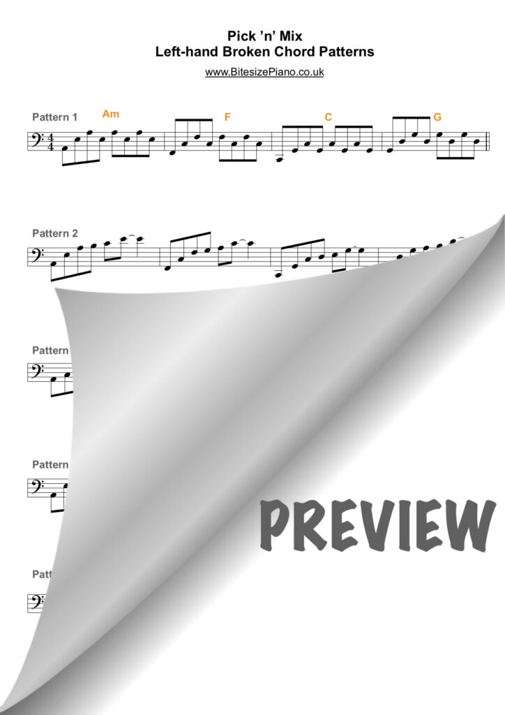 Left Hand Broken Chord Patterns – Bitesize Piano