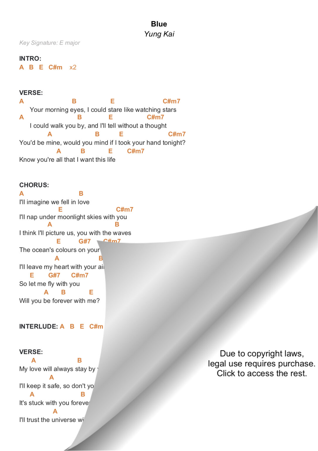 BLUE – YUNG KAI PIANO CHORDS & Lyrics – Bitesize Piano