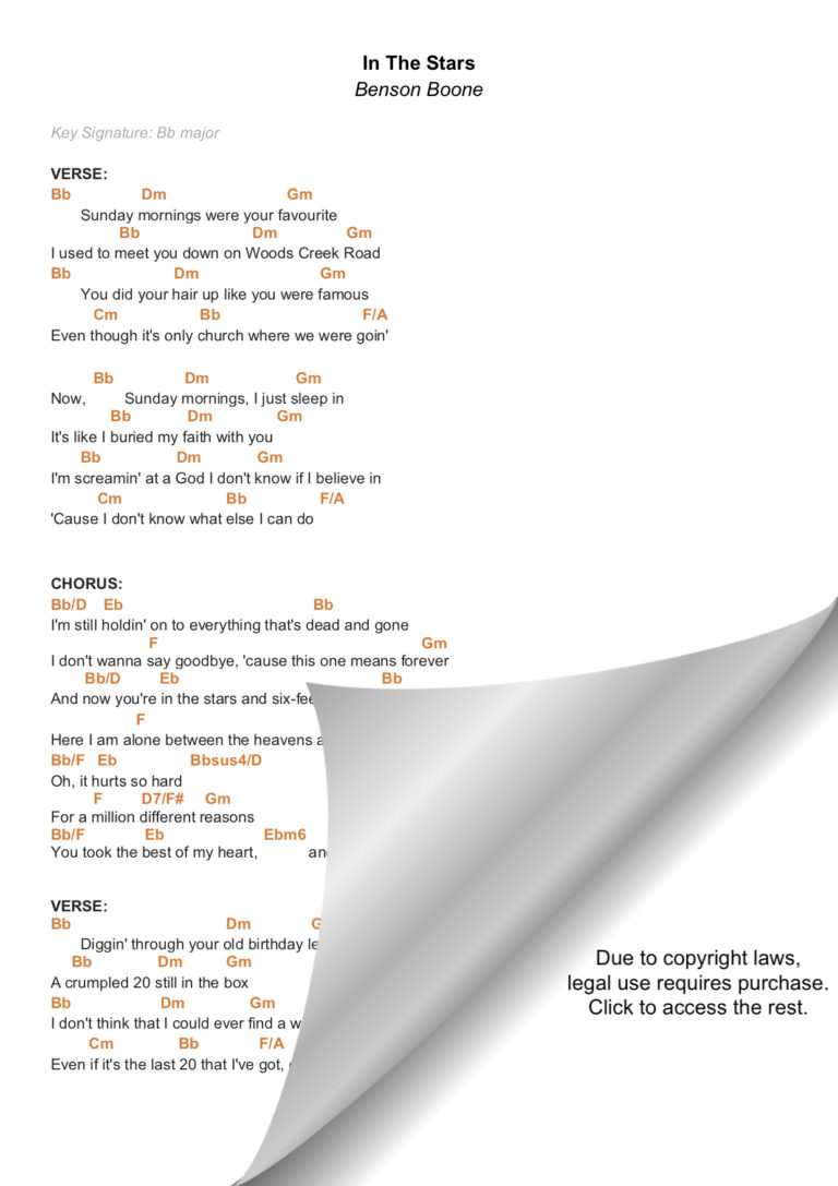 IN THE STARS – BENSON BOONE PIANO CHORDS & Lyrics – Bitesize Piano