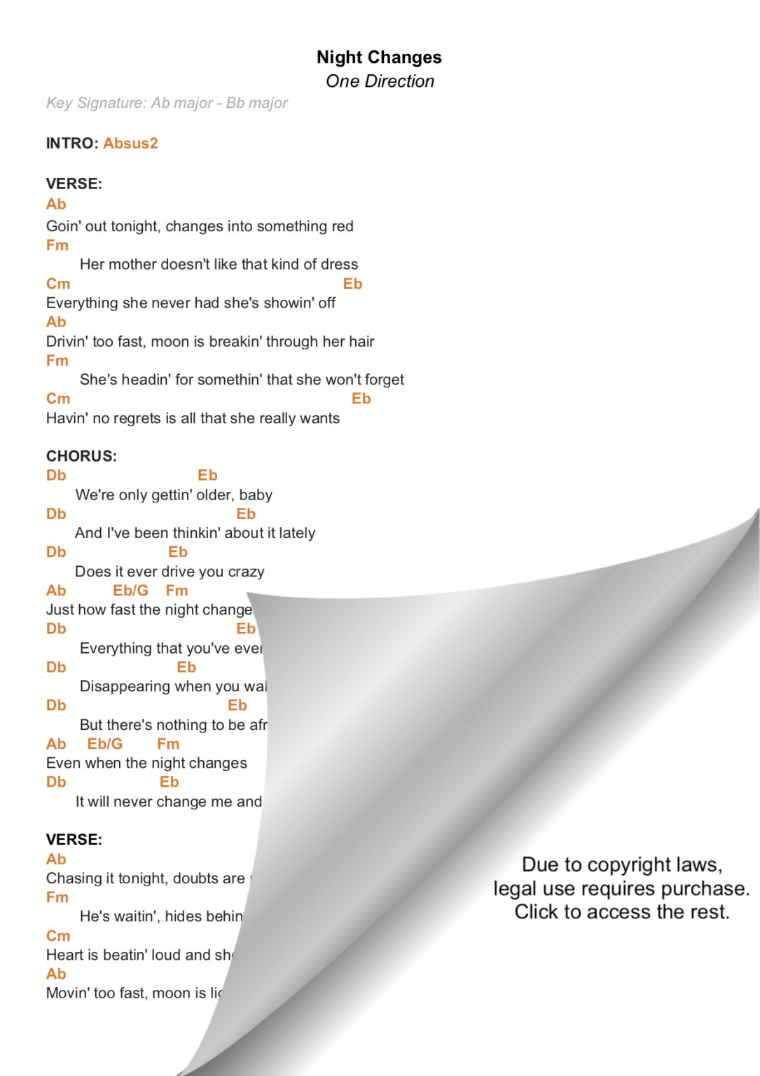 NIGHT CHANGES – ONE DIRECTION PIANO CHORDS & Lyrics – Bitesize Piano